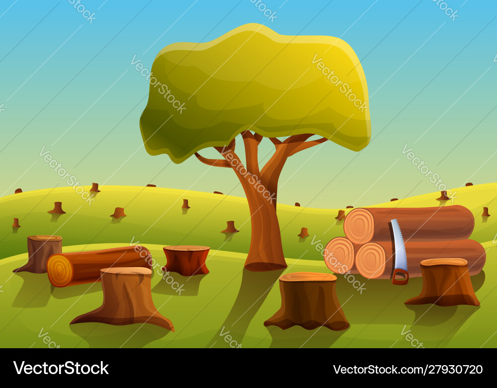 Global deforestation concept banner cartoon style Vector Image