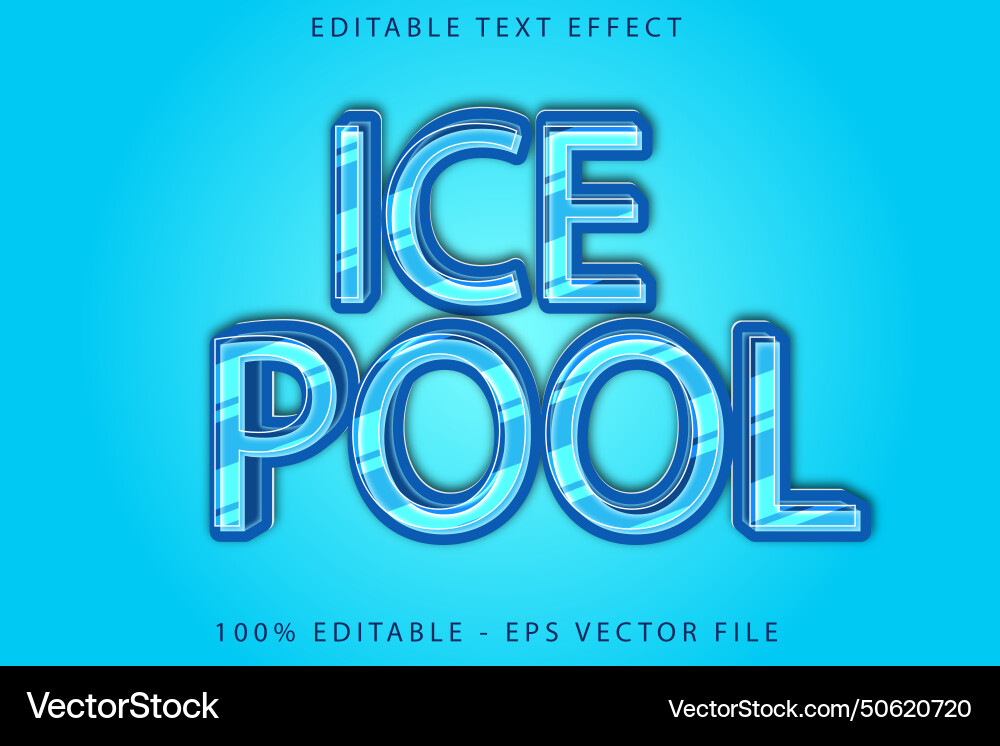 Ice pool editable text effect cartoon style Vector Image