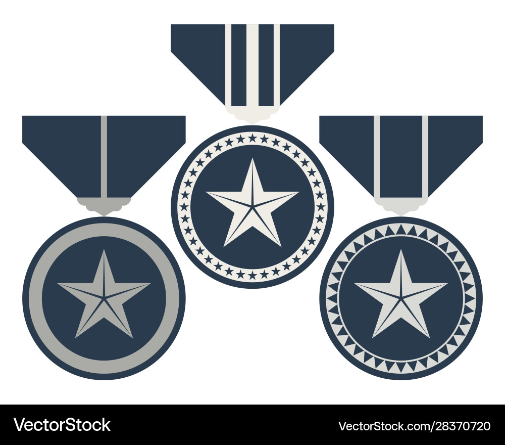 Rank medal set level and progress award sign Vector Image