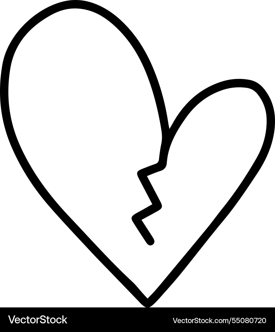 Simple and stylized drawing of a broken heart Vector Image