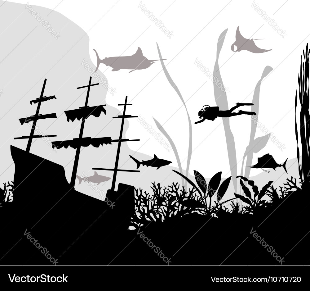 Sunken ship Royalty Free Vector Image - VectorStock
