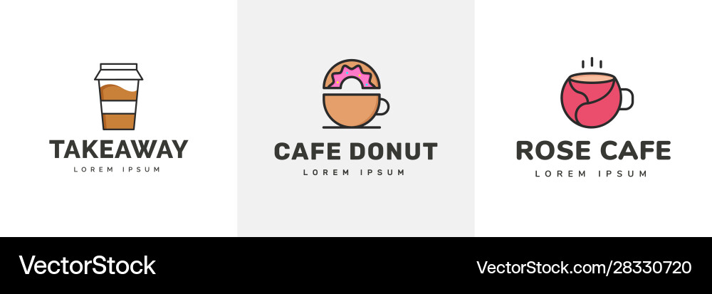 Takeaway coffee flat logo pack Royalty Free Vector Image