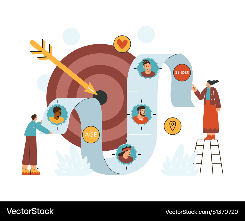 Target audience analysis and arrow Royalty Free Vector Image