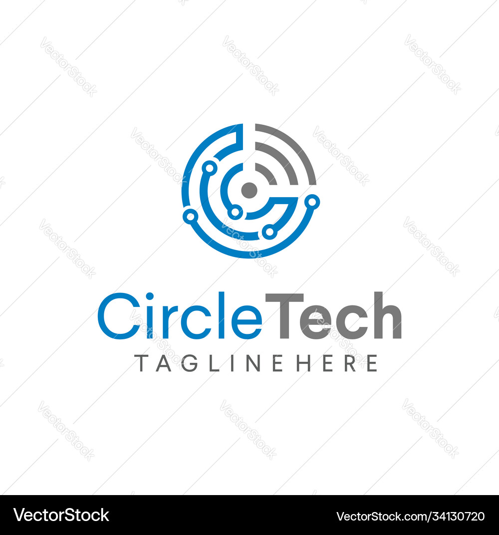 Tech Connection Circle Logo Royalty Free Vector Image