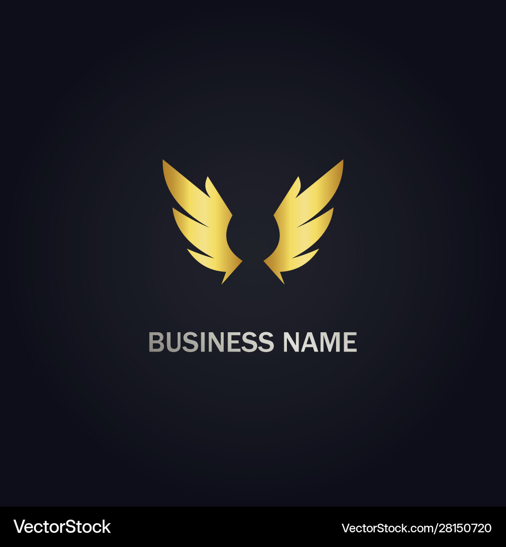Wing emblem abstract gold logo Royalty Free Vector Image