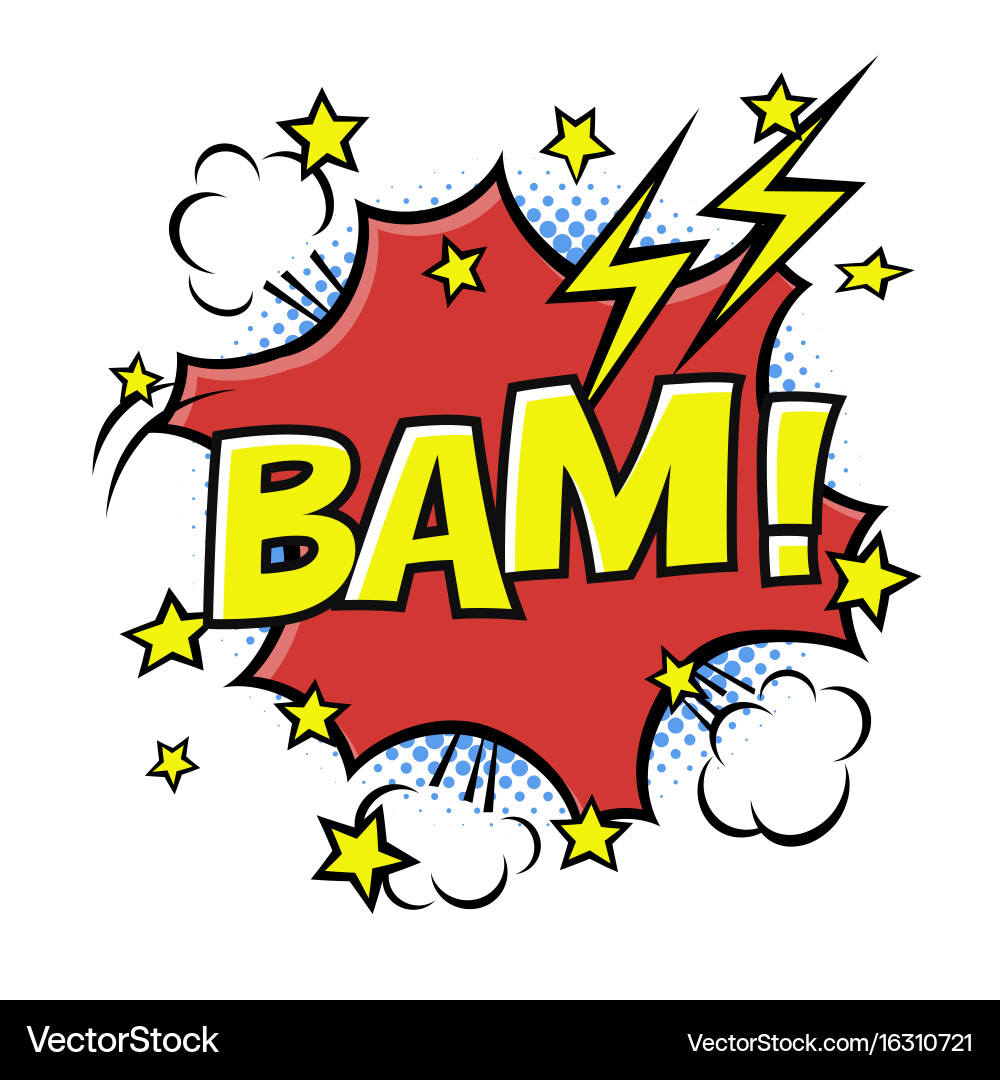 Bam phrase in speech bubble comic text Royalty Free Vector