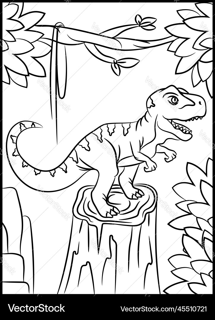 Dinosaur coloring page kids preschool activity Vector Image