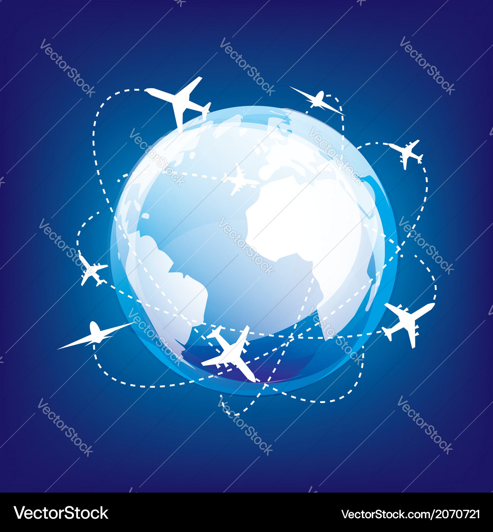 Earth and airplane Royalty Free Vector Image - VectorStock
