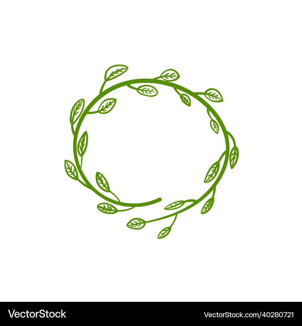 Green natural frame template circle Royalty Free Vector