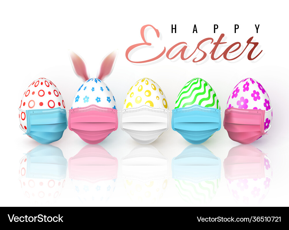 Happy easter color egg in medical face Royalty Free Vector