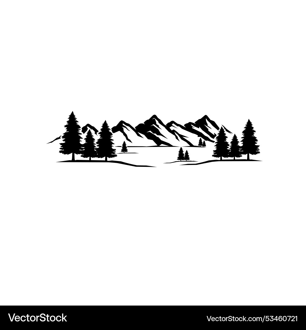 Mountain forest landscape adventure sticker Vector Image
