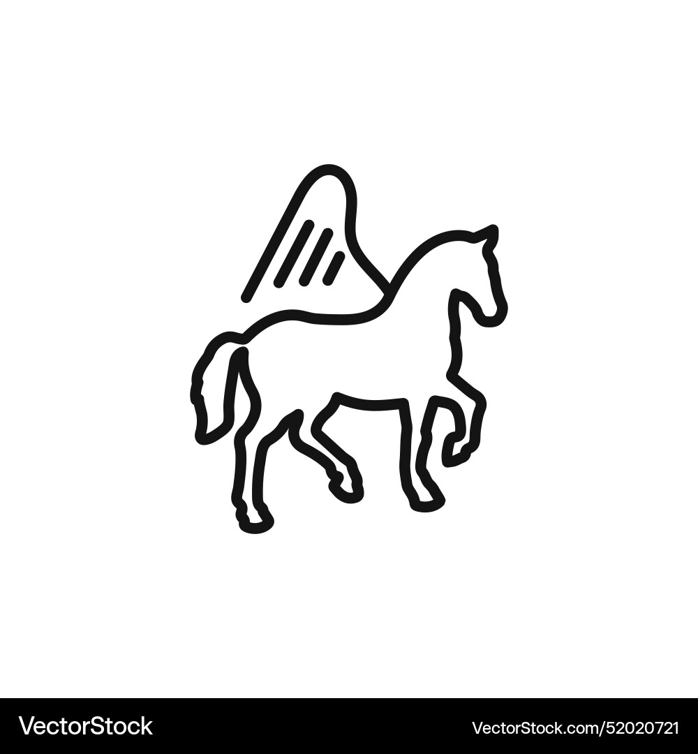 Pegasus icon outline collection in black Vector Image