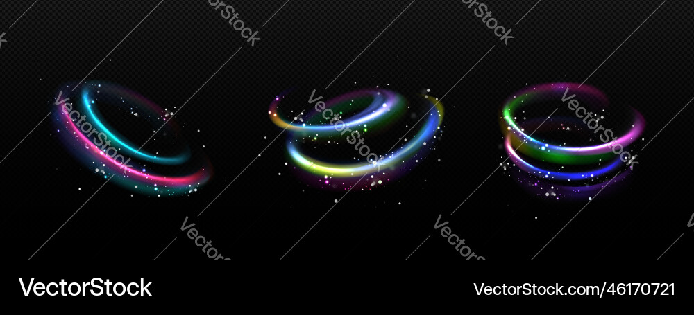Realistic set of rainbow light motion effects Vector Image