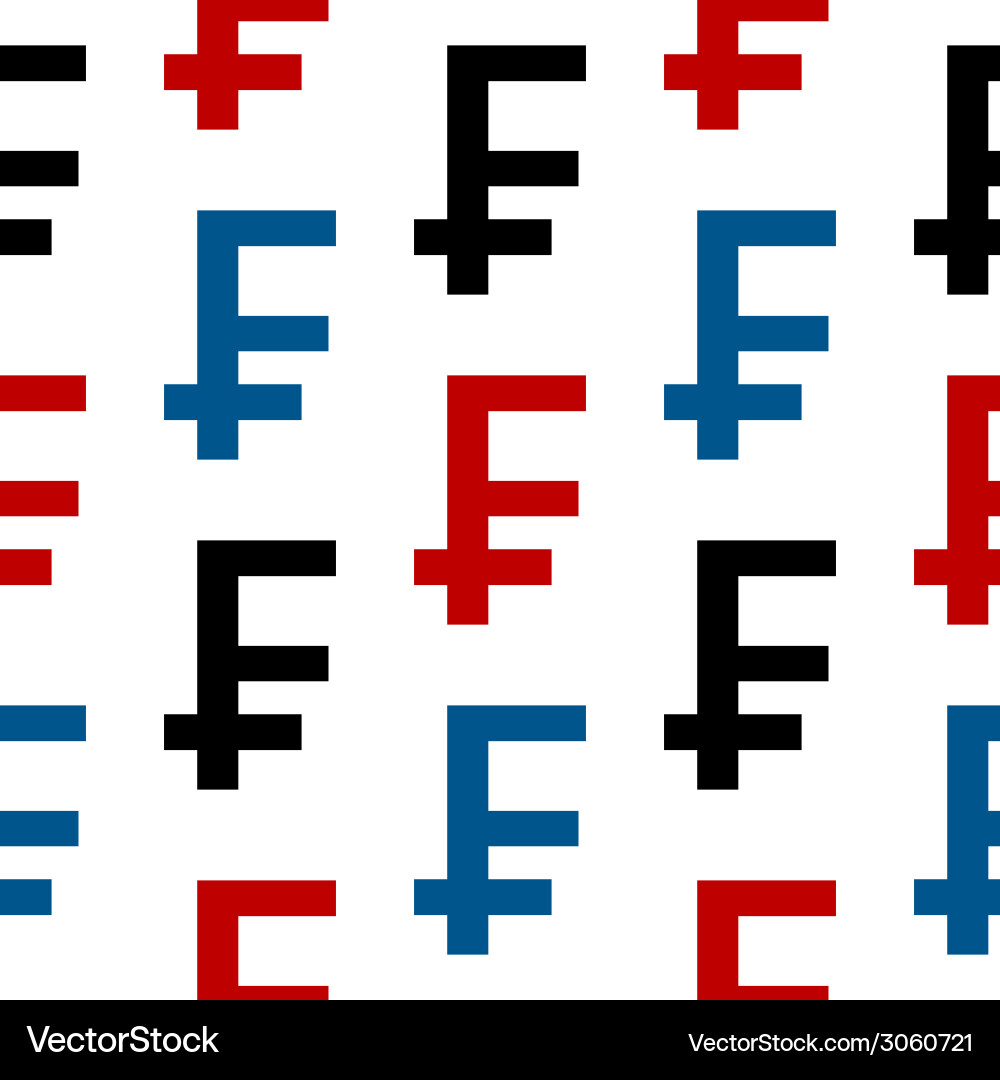 Swiss franc symbol seamless pattern Royalty Free Vector