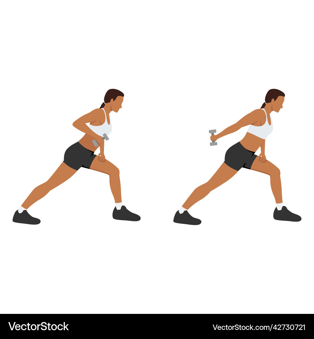 Woman doing one arm tricep kickback exercise Vector Image
