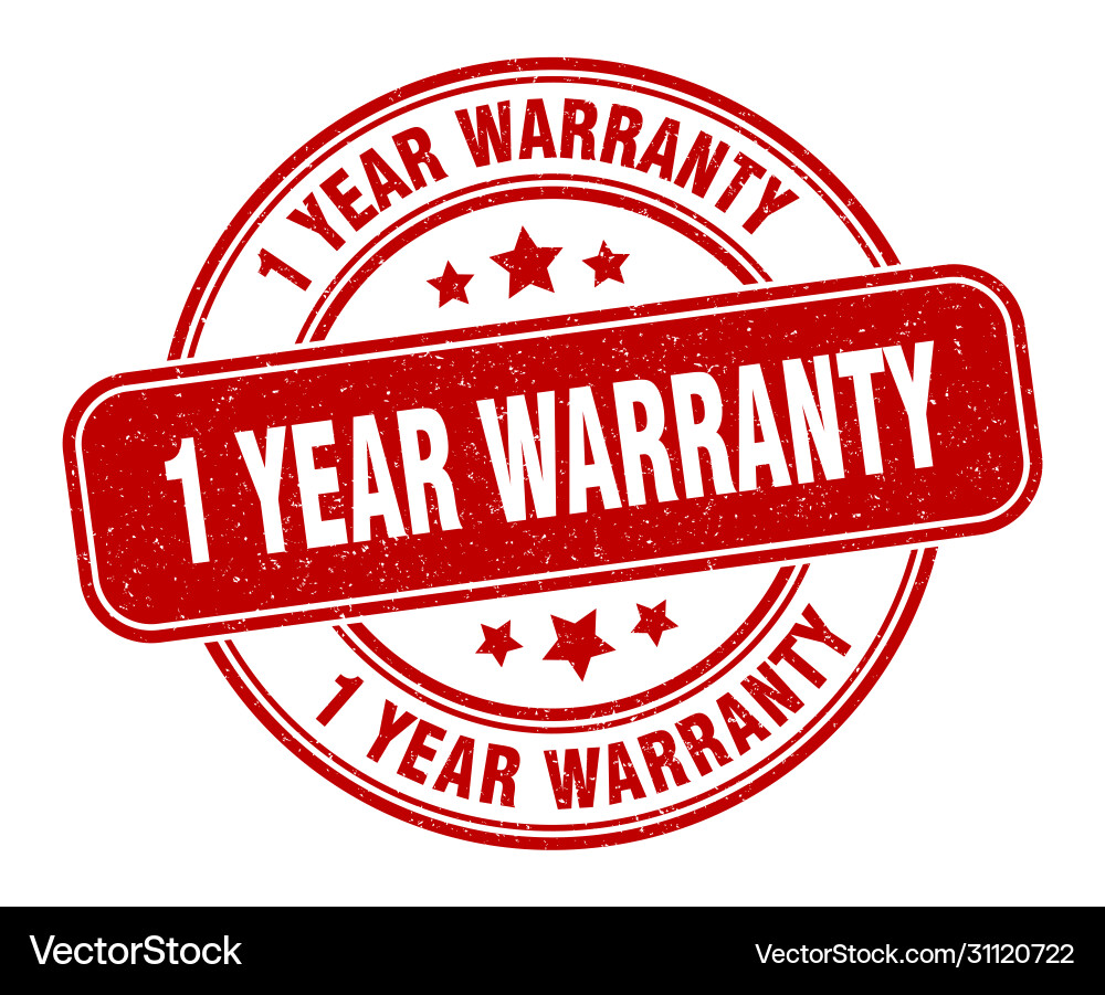 1 year warranty stamp label round Royalty Free Vector Image