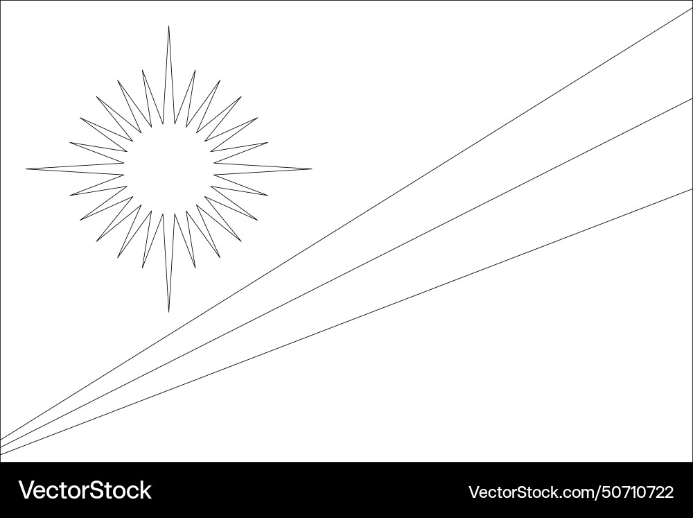 Black outline flag of marshall islands Royalty Free Vector