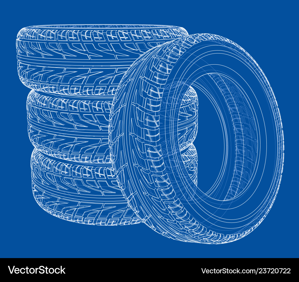 Car tires concept rendering of 3d Royalty Free Vector Image