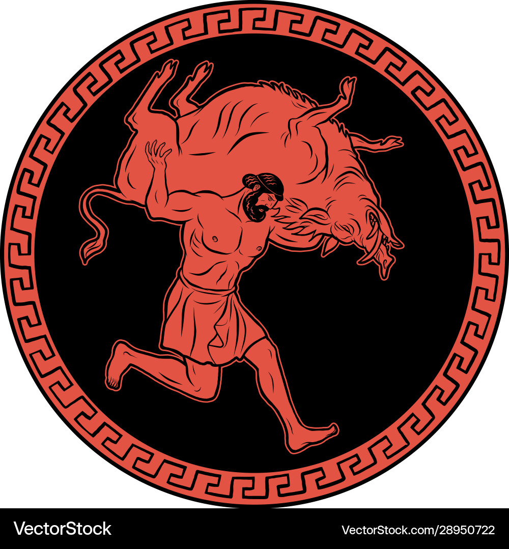 Erymanthian boar 12 labours hercules heracles Vector Image