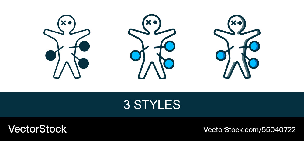 Filled outline voodoo doll icon isolated on white Vector Image