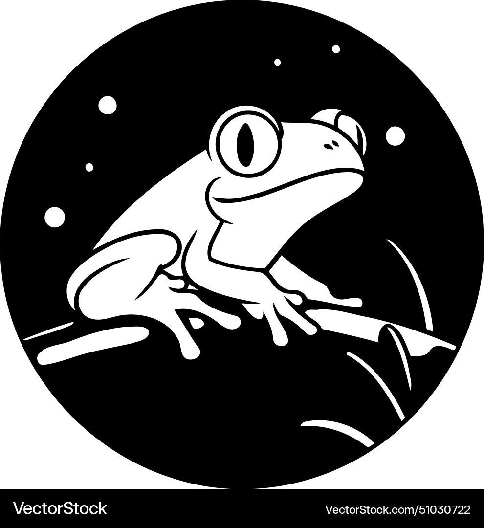 Frog on a branch in flat style Royalty Free Vector Image