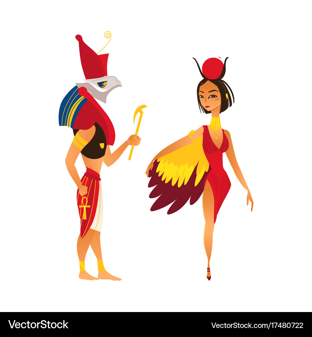 Horus and hathor ancient egypt god goddess Vector Image