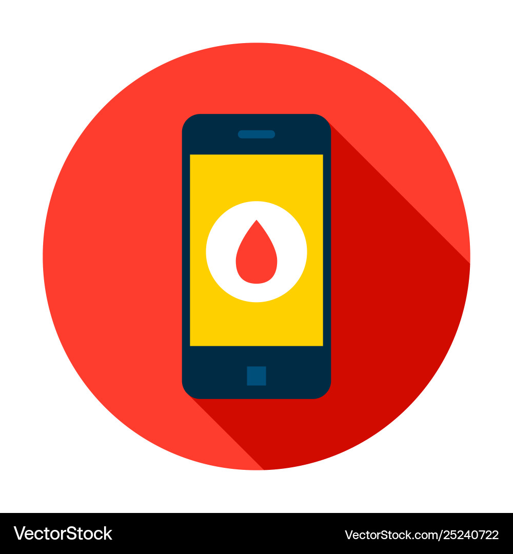 Mobile phone blood circle icon Royalty Free Vector Image