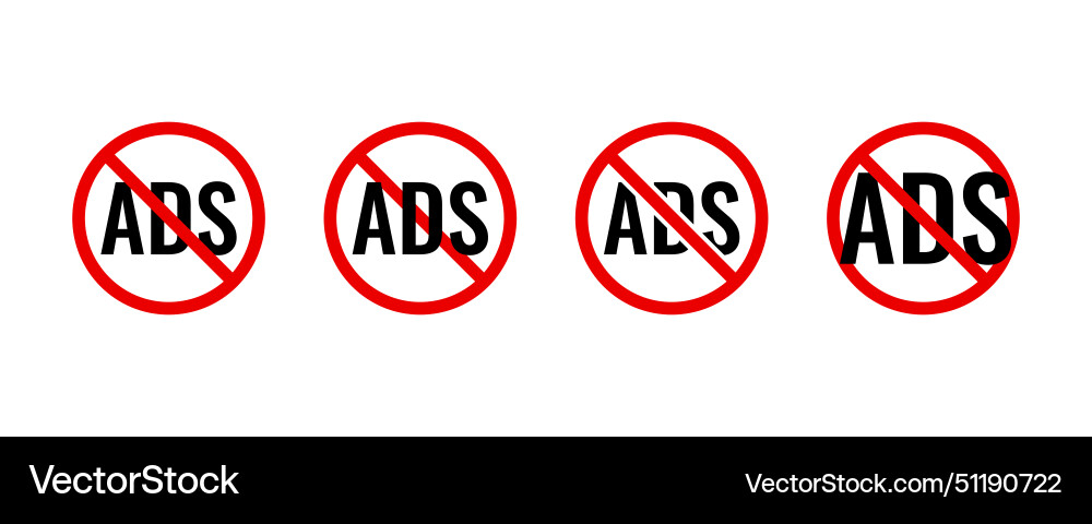 No ads icon and sign or free Royalty Free Vector Image