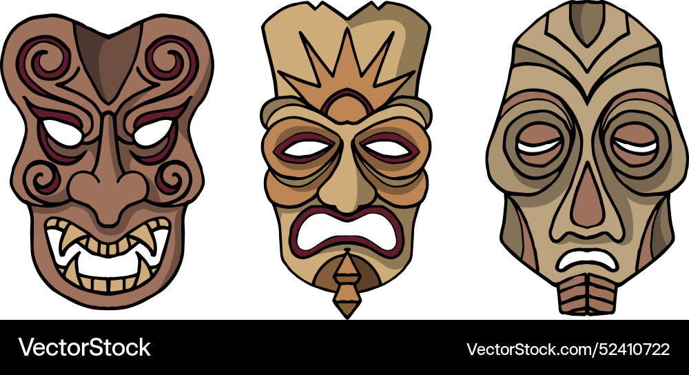 Tribal masks collection Royalty Free Vector Image