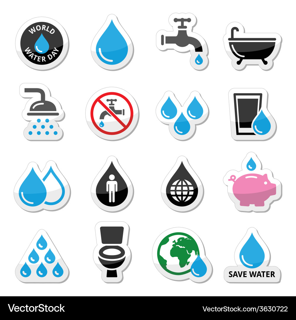 Water Conservation Icons - Ecology Theme Vector Image