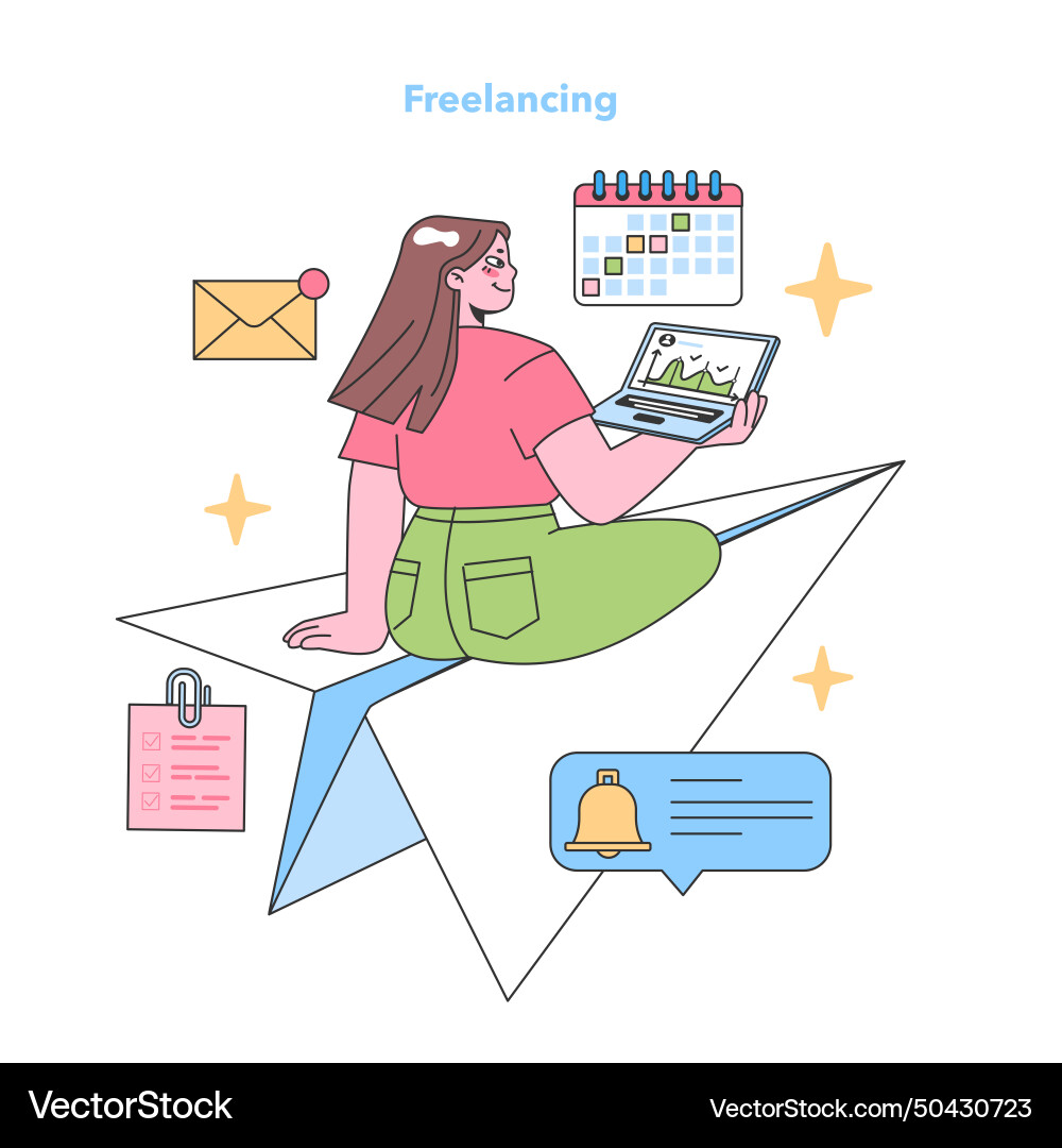 Freelancing depiction with a female professional Vector Image