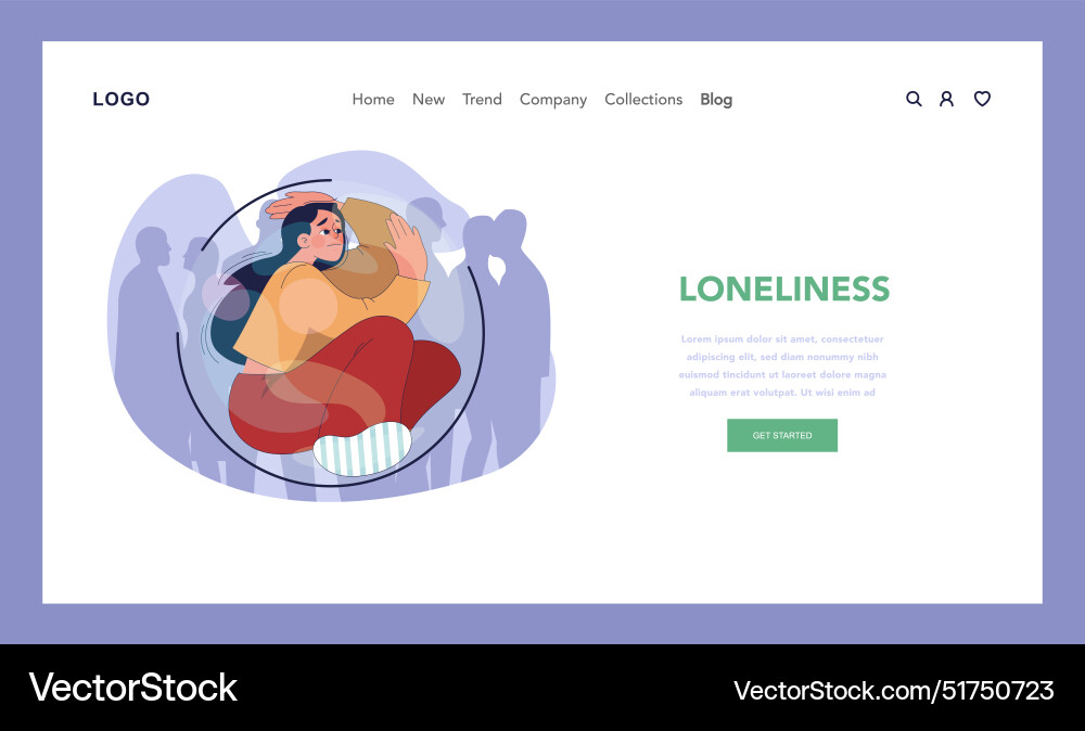 Loneliness concept flat Royalty Free Vector Image