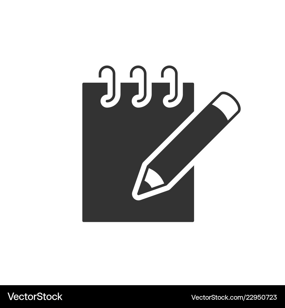 Notebook with pencil black icon Royalty Free Vector Image