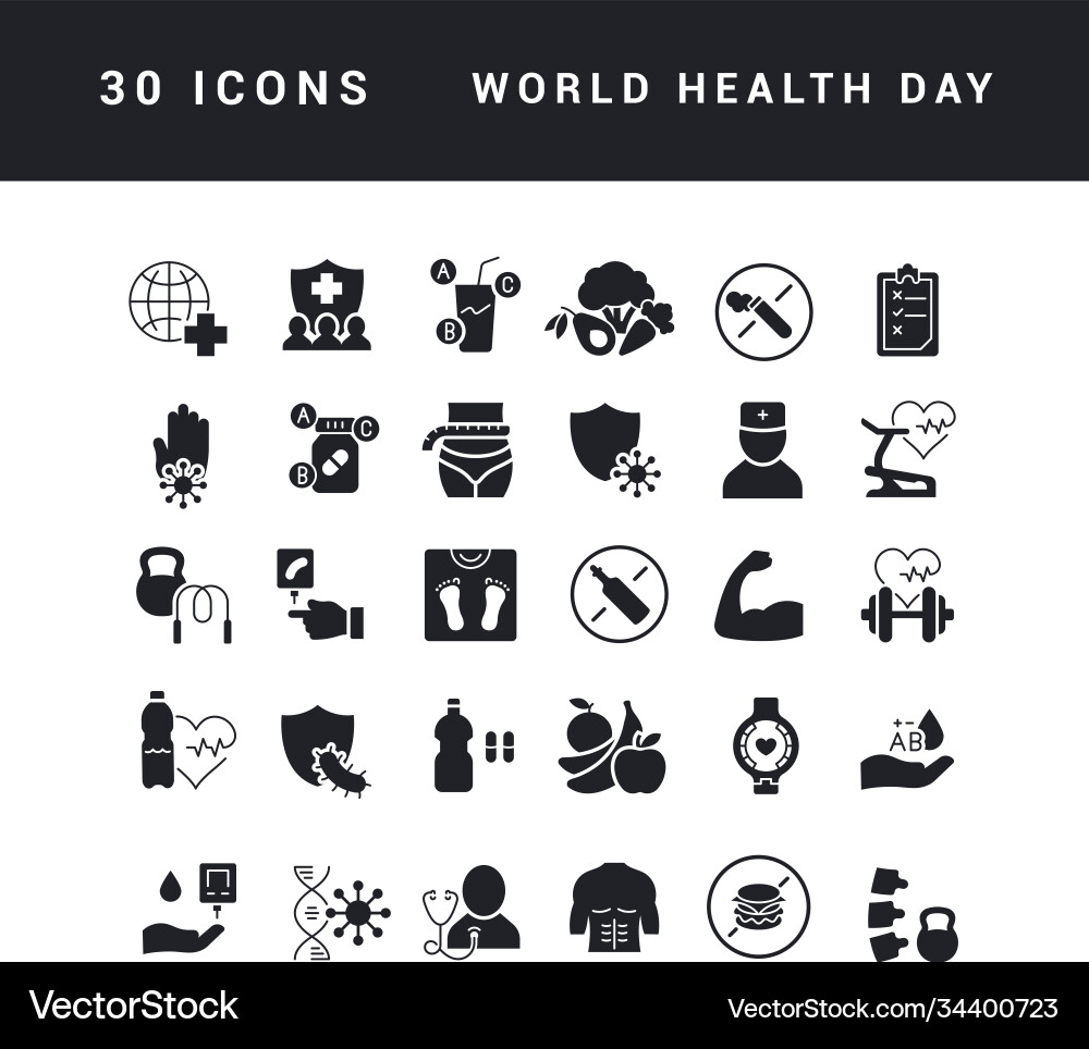 Simple icons world health day Royalty Free Vector Image