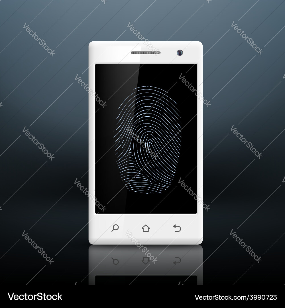 Smartphone with fingerprint on the screen Vector Image
