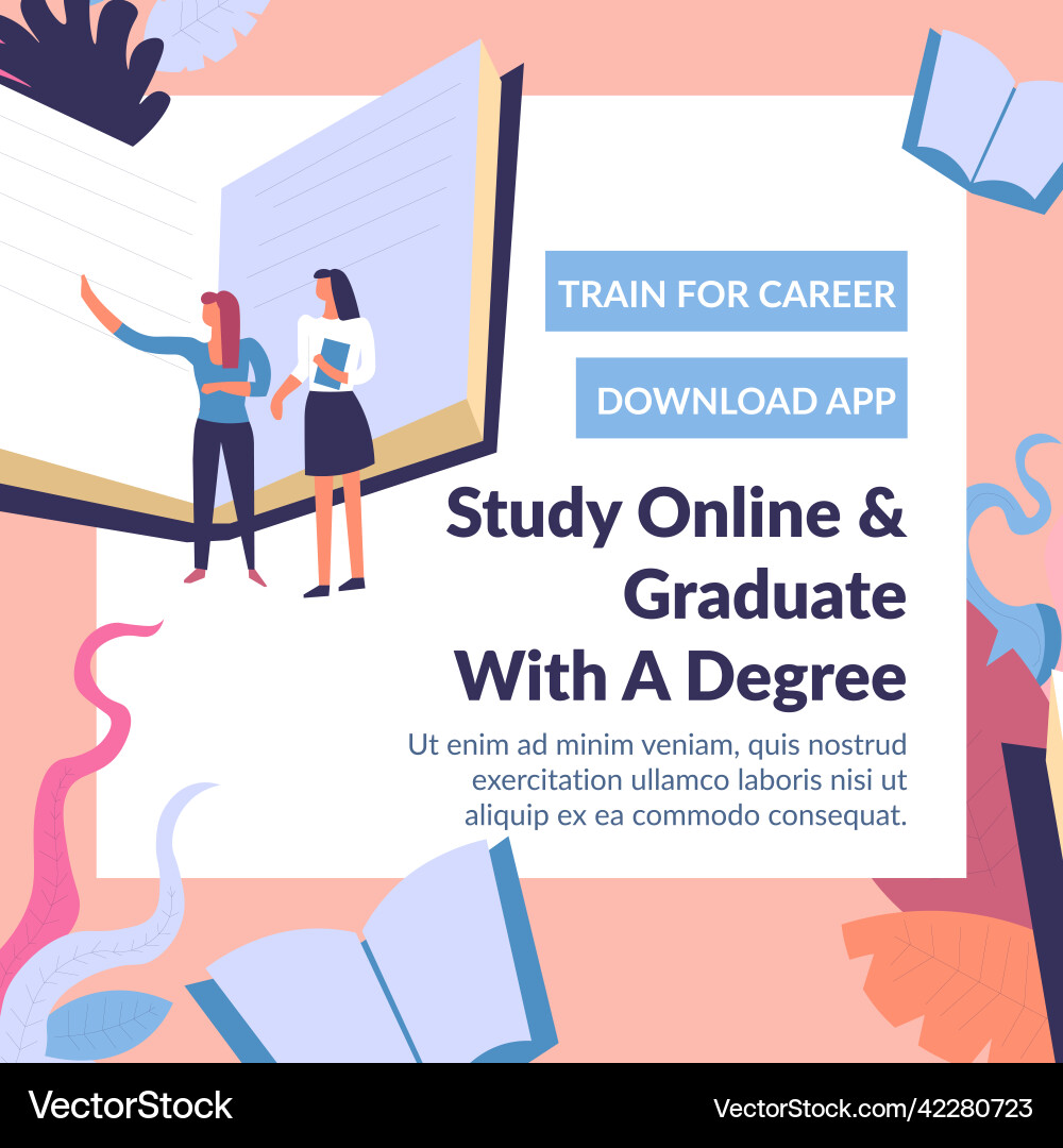 Study online and graduate with degree education Vector Image