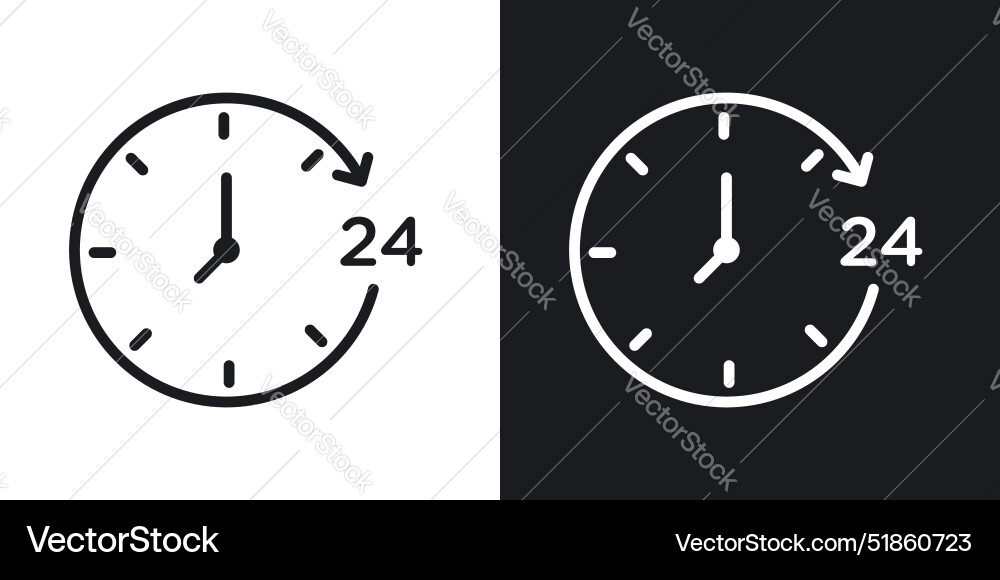 Time twenty four liner and solid icon set Vector Image