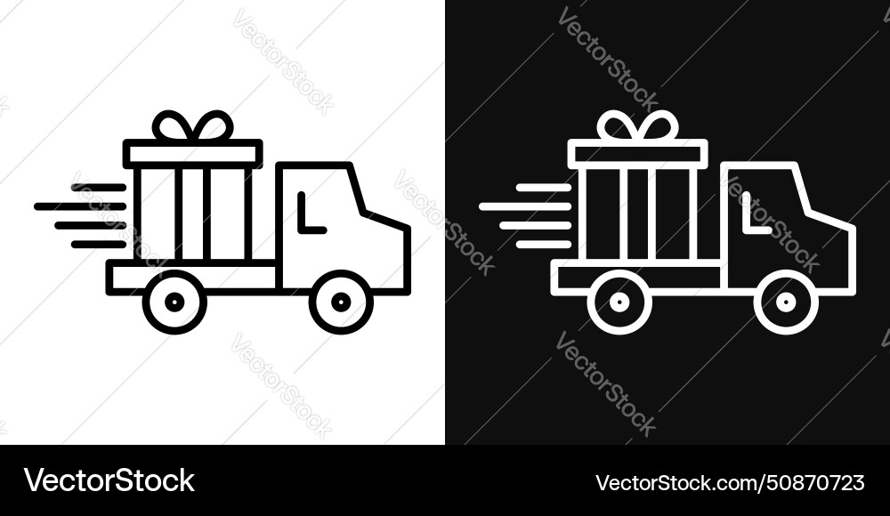 Truck carrying gift box icon set Royalty Free Vector Image