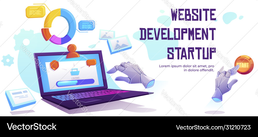 Website Startup Launch Banner Royalty Free Vector Image