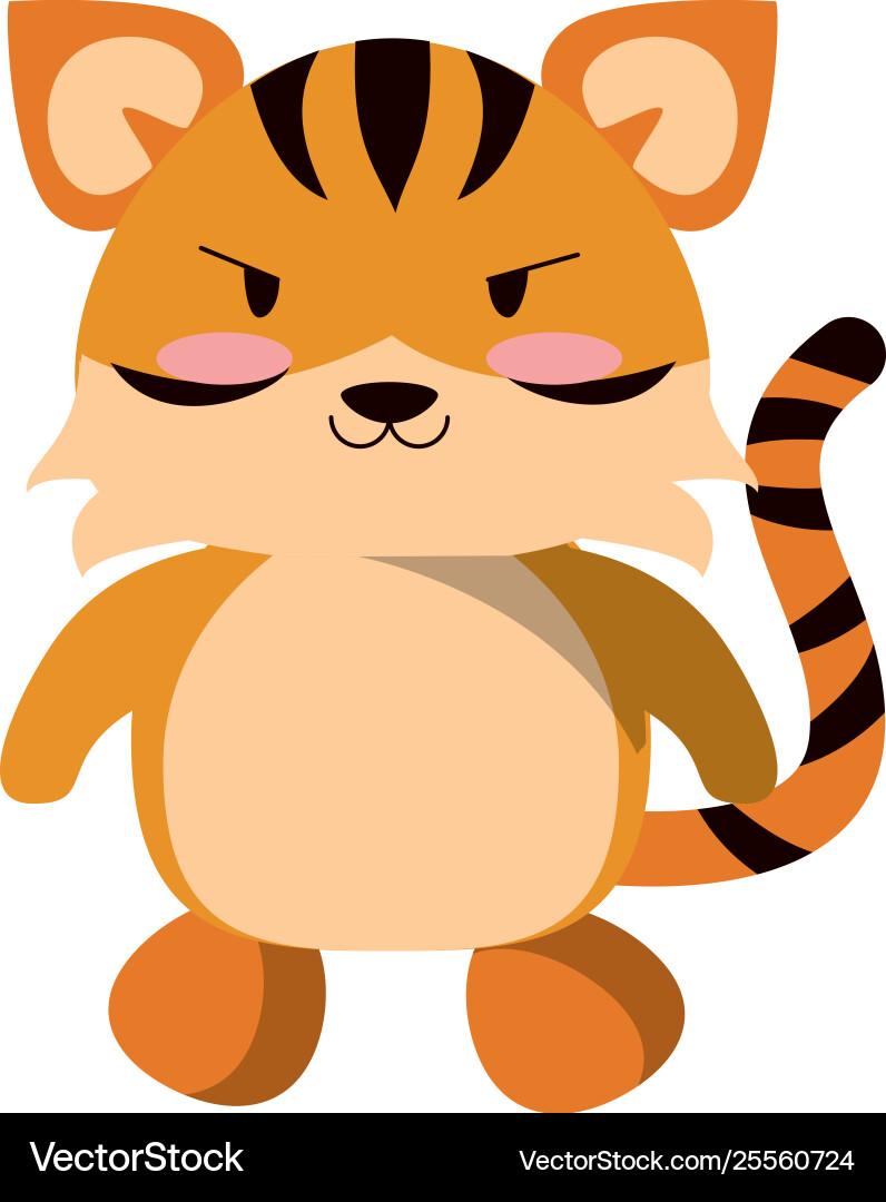 Cute tiger animal cartoon Royalty Free Vector Image