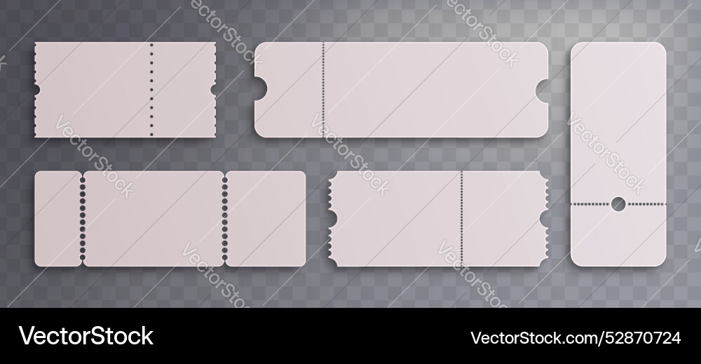 Empty white coupon and ticket mockup Royalty Free Vector