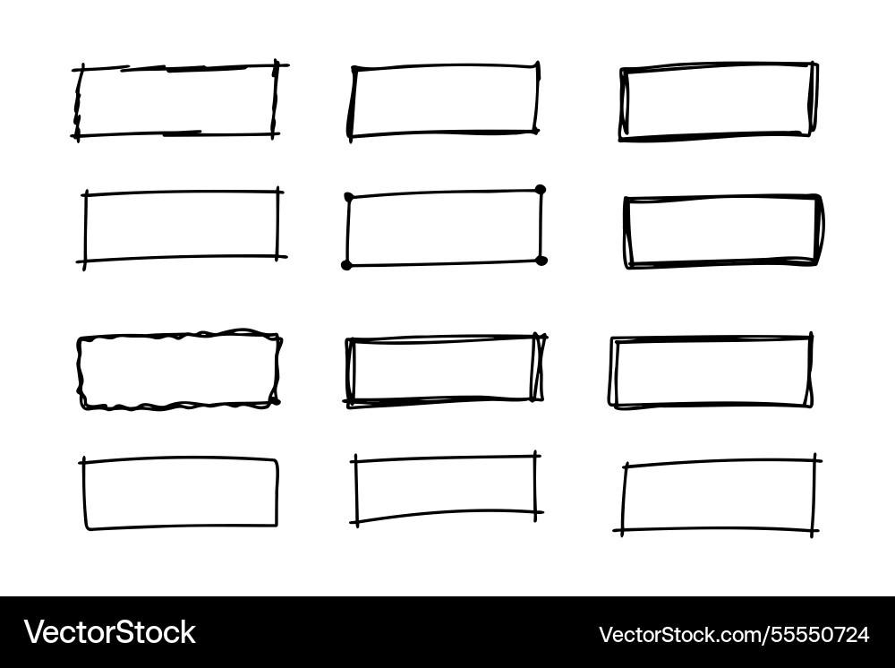 Hand drawn doodle rectangle frames grungy Vector Image