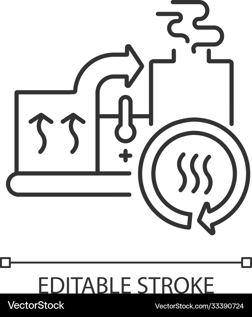 Heat recovery system linear icon Royalty Free Vector Image