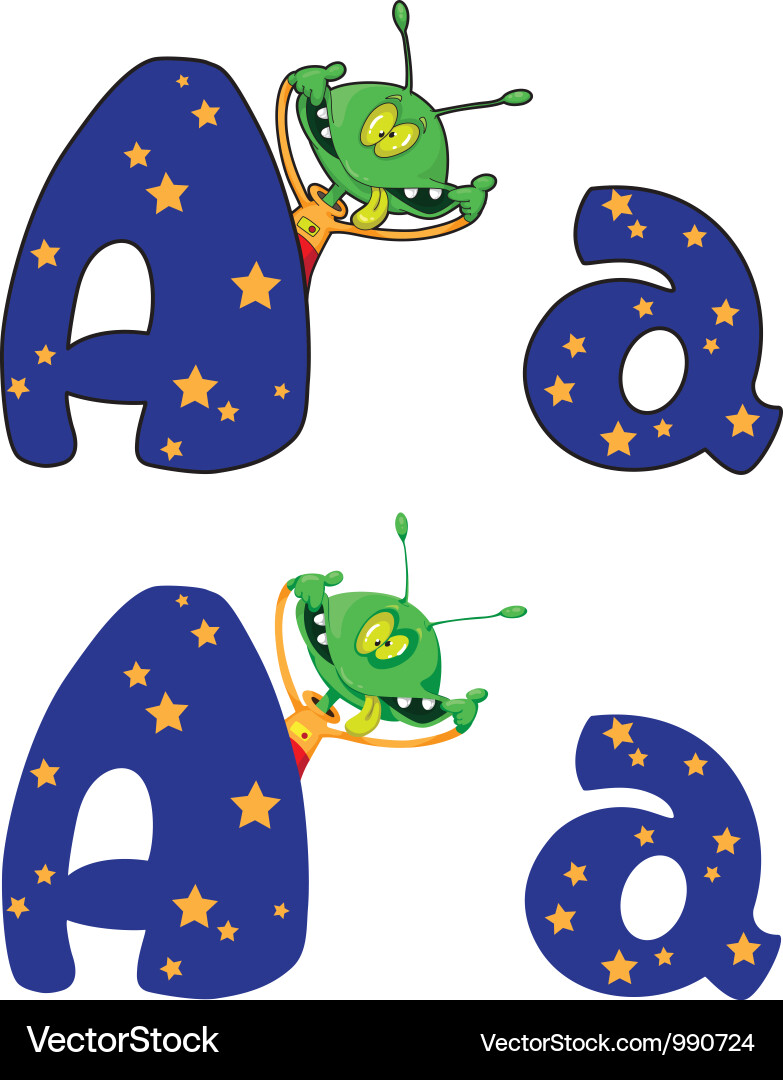 Letter a alien Royalty Free Vector Image - VectorStock