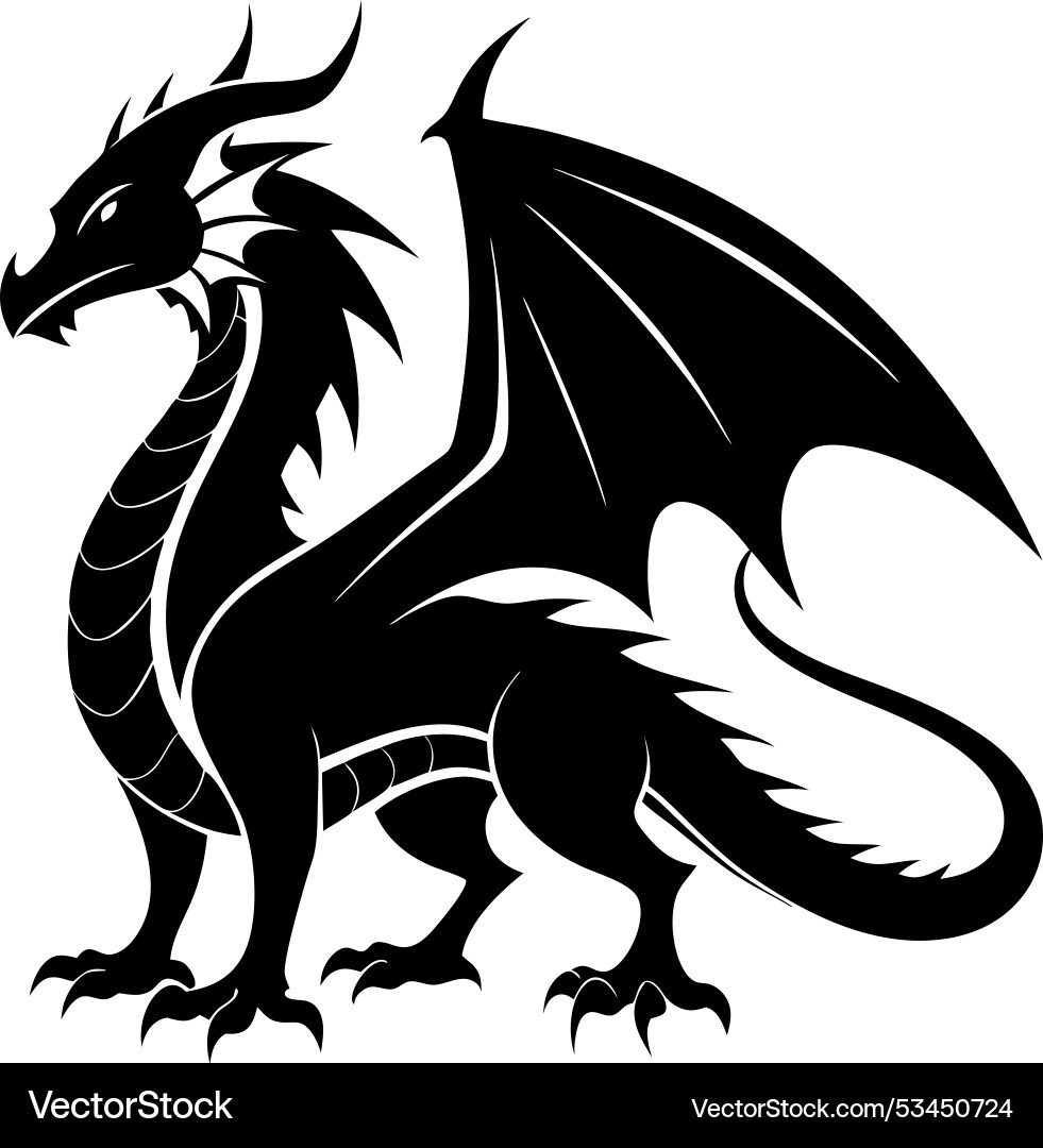Majestic standing dragon with wings bold Vector Image