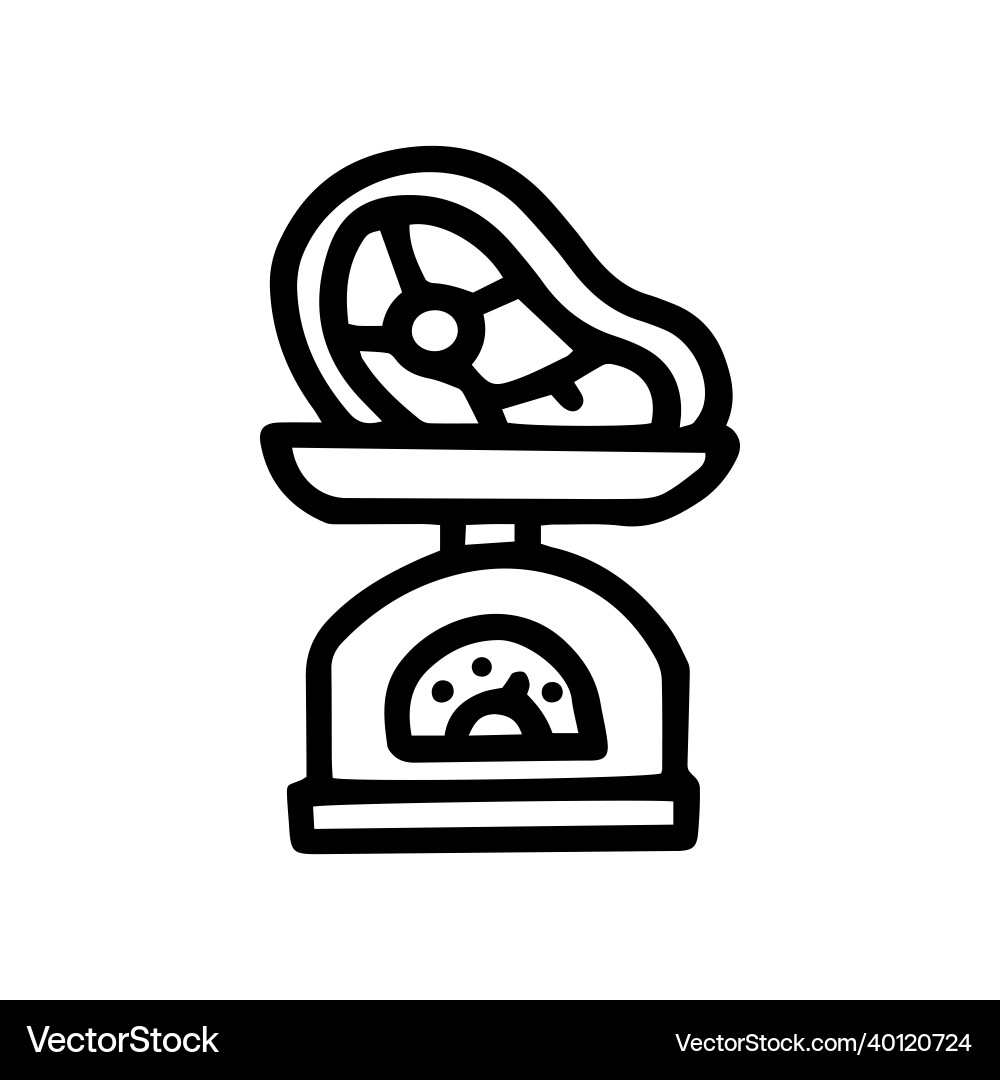 Meat on scales line doodle simple icon Royalty Free Vector