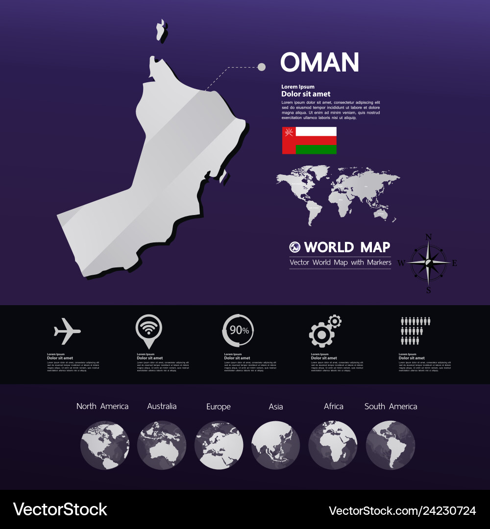 Oman map Royalty Free Vector Image - VectorStock