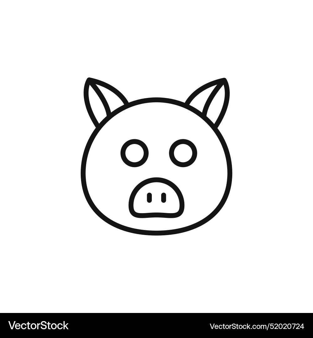 Pig face icon outline collection in black Vector Image