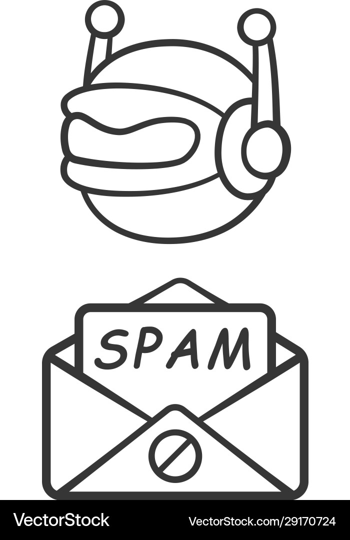 Spambot Icon - Linear Style Royalty Free Vector Image