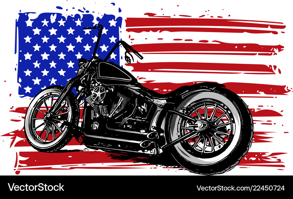 Vintage American Chopper Motorcycle Royalty Free Vector